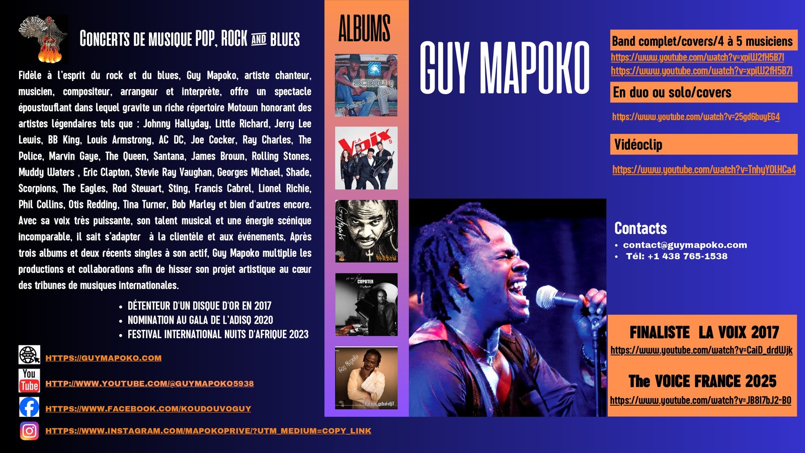 Concerts de musique POP, ROCK & blues – Guy Mapoko